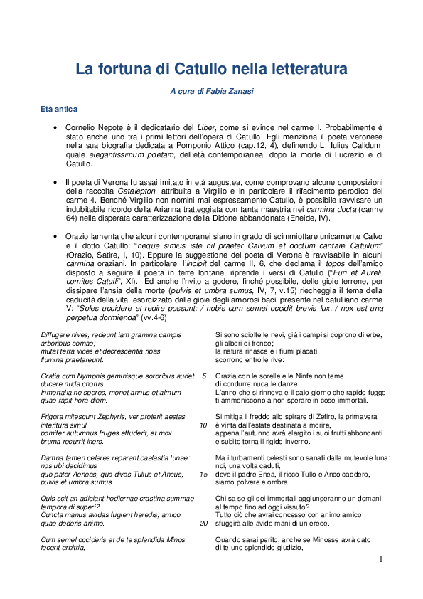 (PDF) La fortuna di Catullo