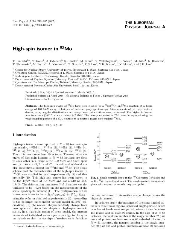 (PDF) High-spin isomer in 93Mo