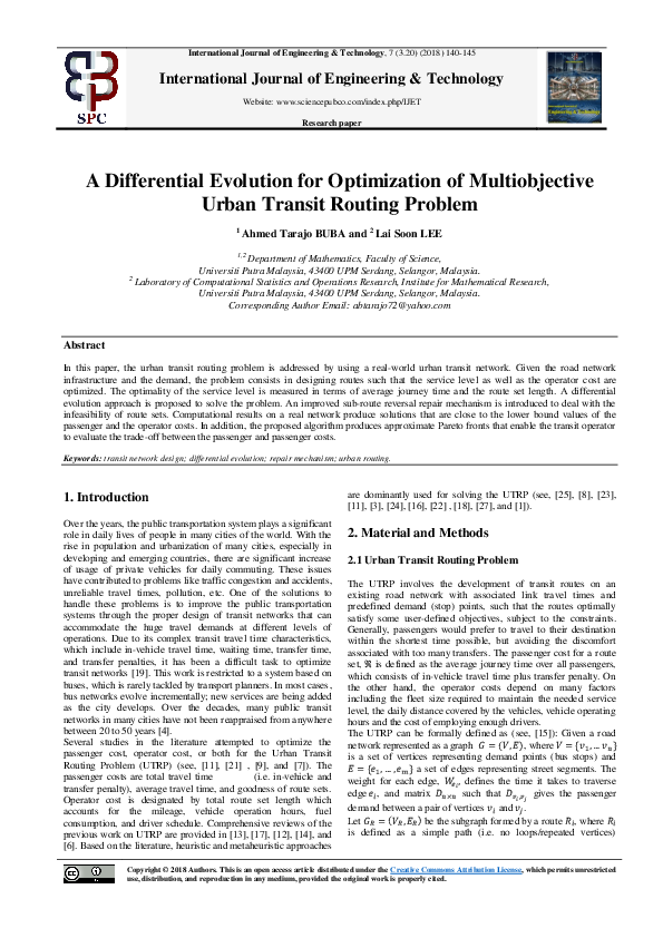 Pdf A Differential Evolution For Optimization Of Multiobjective Urban