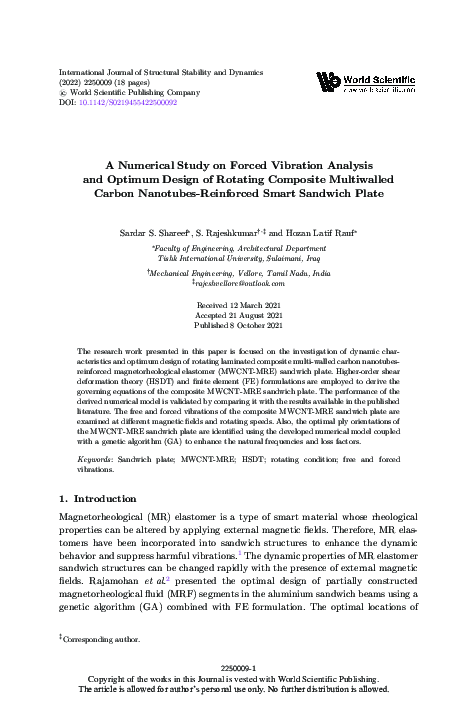 (PDF) A Numerical Study on Forced Vibration Analysis and Optimum Design of Rotating Composite ...