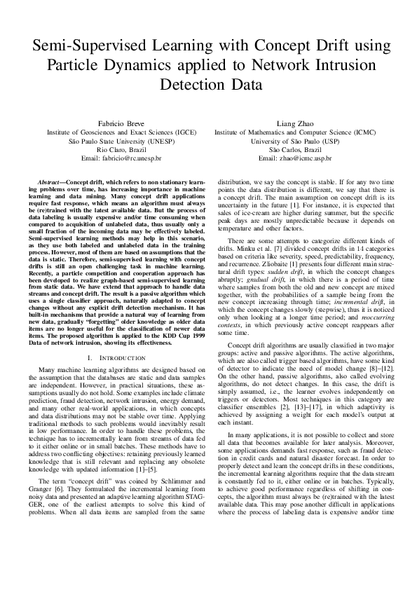 (PDF) Semi-supervised Learning with Concept Drift Using Particle Dynamics Applied to Network ...
