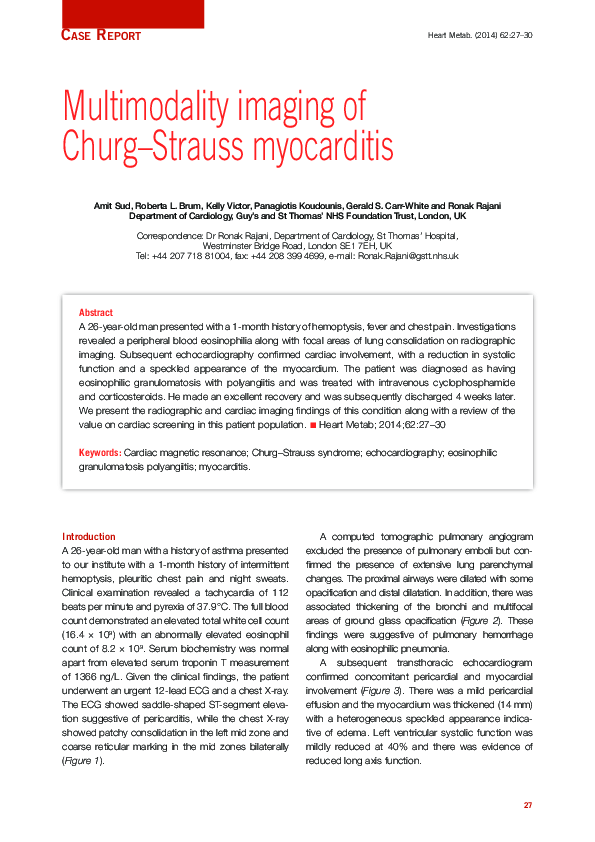 (PDF) Multimodality imaging of Churg Strauss myocardiits