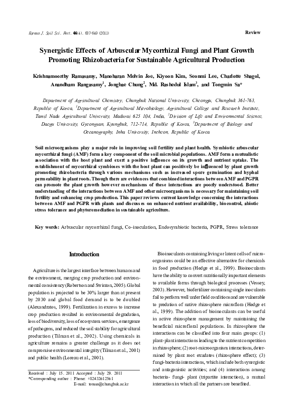 (PDF) Synergistic Effects of Arbuscular Mycorrhizal Fungi and Plant Growth Promoting ...