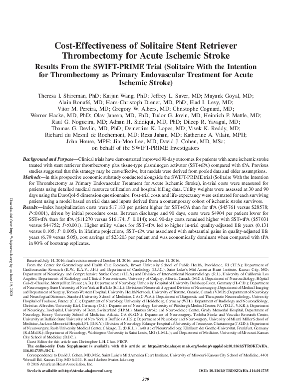 (PDF) Cost-Effectiveness of Solitaire Stent Retriever Thrombectomy for ...