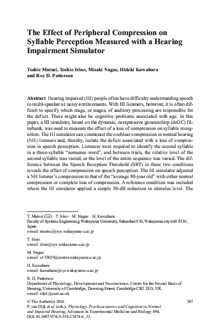 (PDF) The Effect of Peripheral Compression on Syllable Perception ...