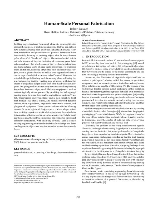 (PDF) Human-Scale Personal Fabrication
