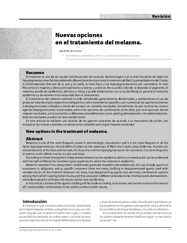 (PDF) Nuevas opciones en el tratamiento del melasma