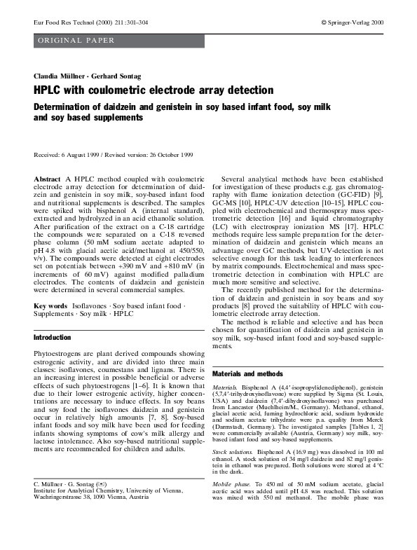 (PDF) HPLC with coulometric electrode array detection