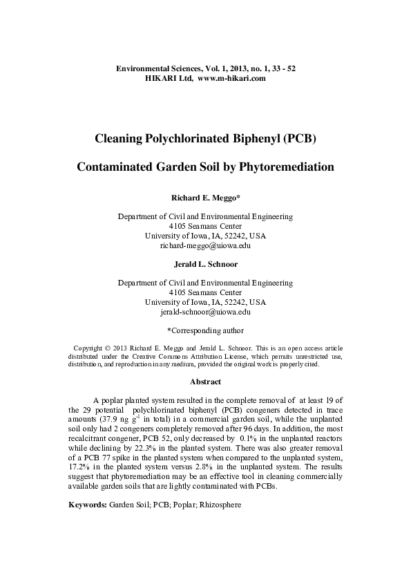 (PDF) Cleaning Polychlorinated Biphenyl (PCB) Contaminated Garden Soil ...
