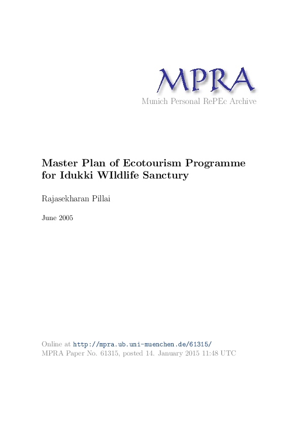 (PDF) Master Plan of Ecotourism Programmes for Idukki Wildlife Sanctuary