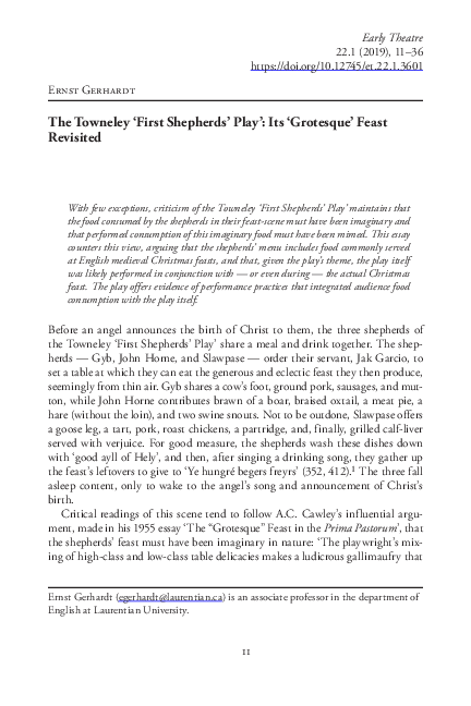 (PDF) The Towneley 'First Shepherds’ Play': Its ‘Grotesque’ Feast Revisited