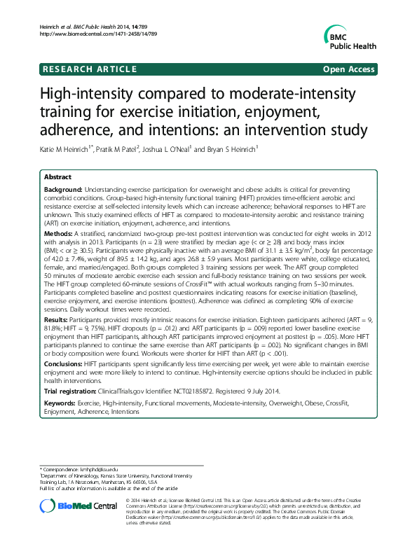 (PDF) High-intensity compared to moderate-intensity training for ...