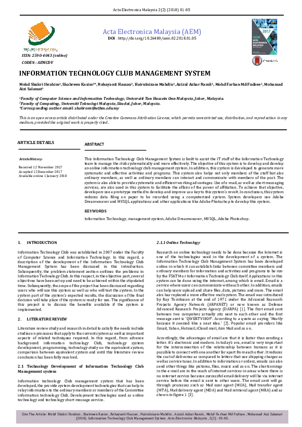 (PDF) Information Technology Club Management System