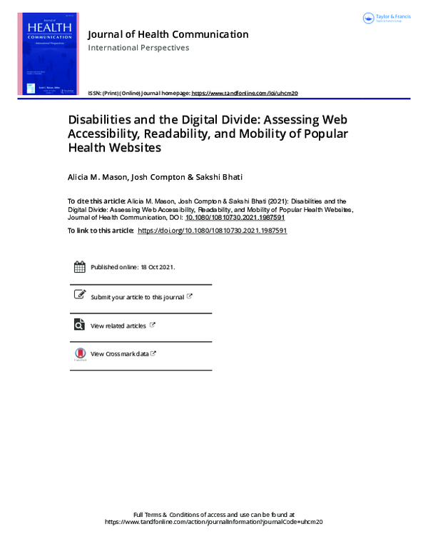 (PDF) Disabilities and the digital divide: Assessing web accessibility ...