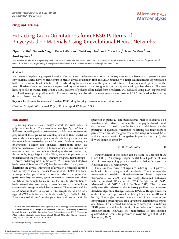 Extracting Grain Orientations from EBSD Patterns of Polycrystalline Materials Using ...