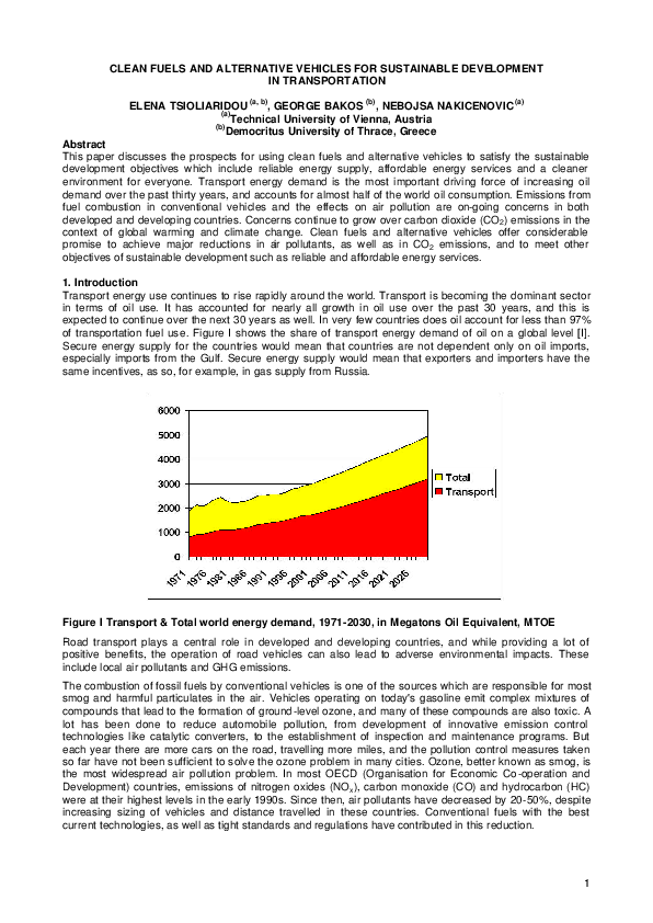 (PDF) Clean Fuels and Alternative Vehicles for Sustainable Development ...