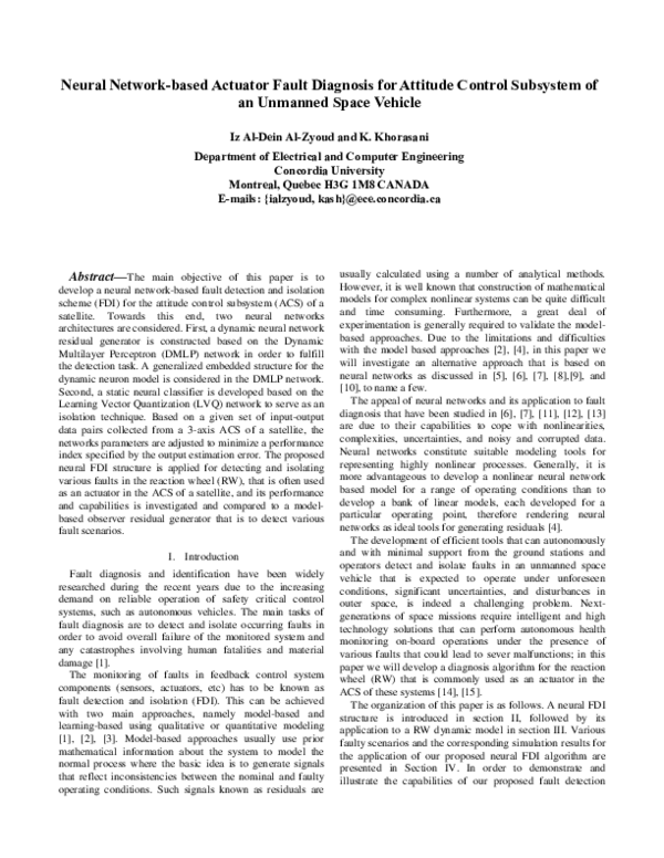 (PDF) Neural Network-based Actuator Fault Diagnosis for Attitude Control Subsystem of an ...
