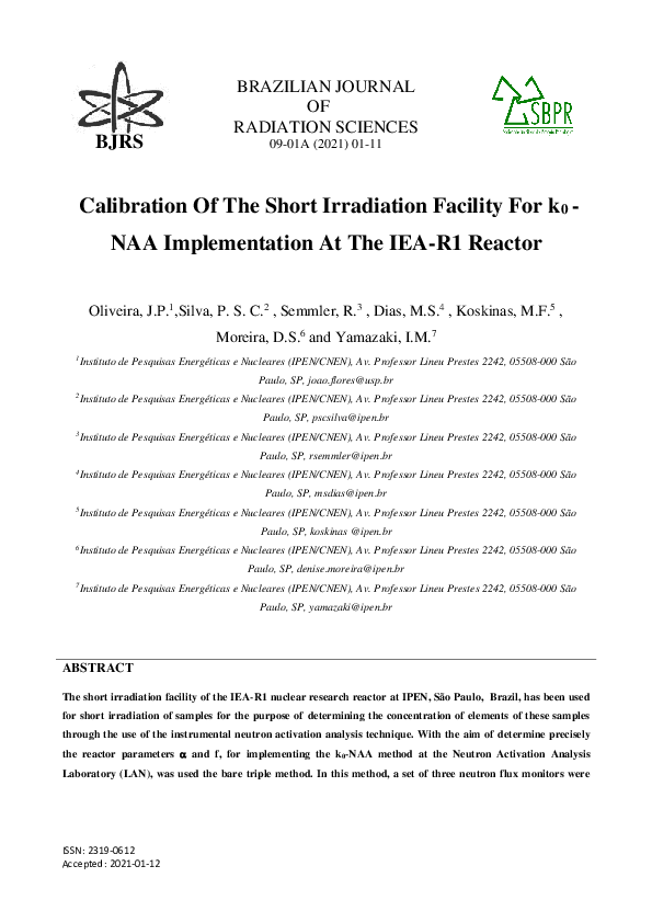Calibration Of The Short Irradiation Facility For k0 - NAA ...