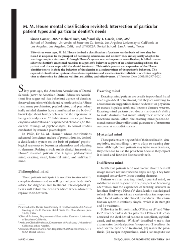 (PDF) M. M. House mental classification revisited: Intersection of ...