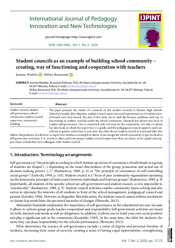 (PDF) Student councils as an example of building school community ...