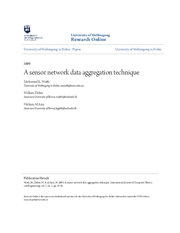 Pdf A Sensor Network Data Aggregation Technique