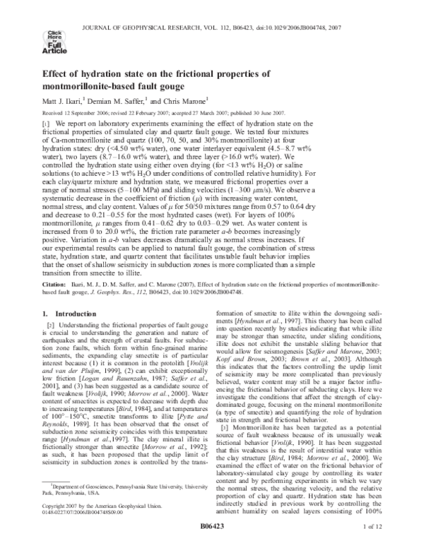 (PDF) Effect of hydration state on the frictional properties of ...