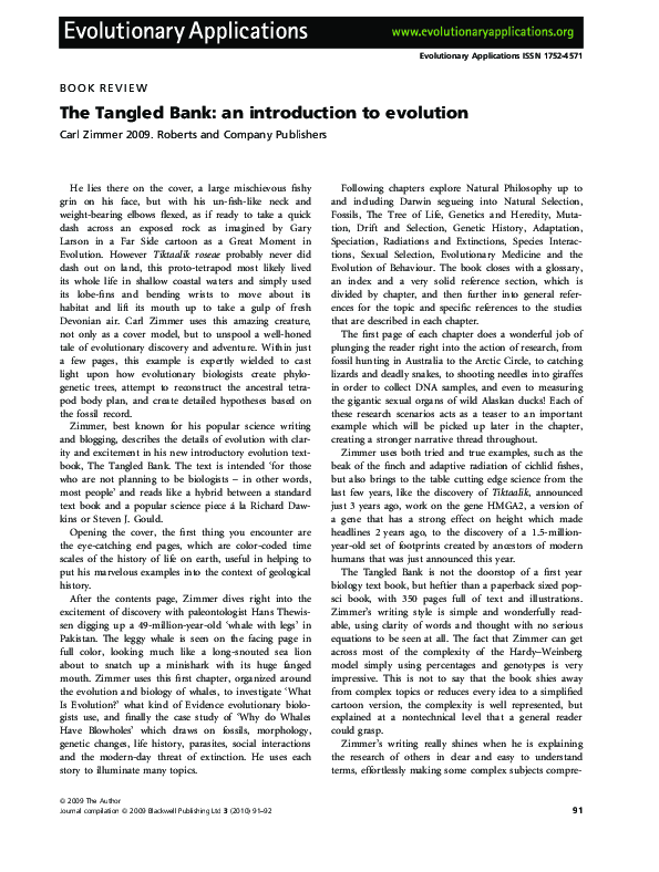 (PDF) The Tangled Bank: an introduction to evolution
