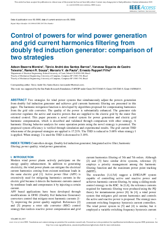 (PDF) Control of powers for wind power generation and grid current ...