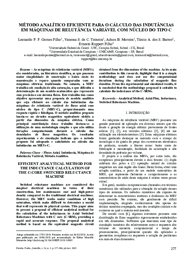Pdf Efficient Analytical Method For The Inductance Calculation Of The C Core Switched