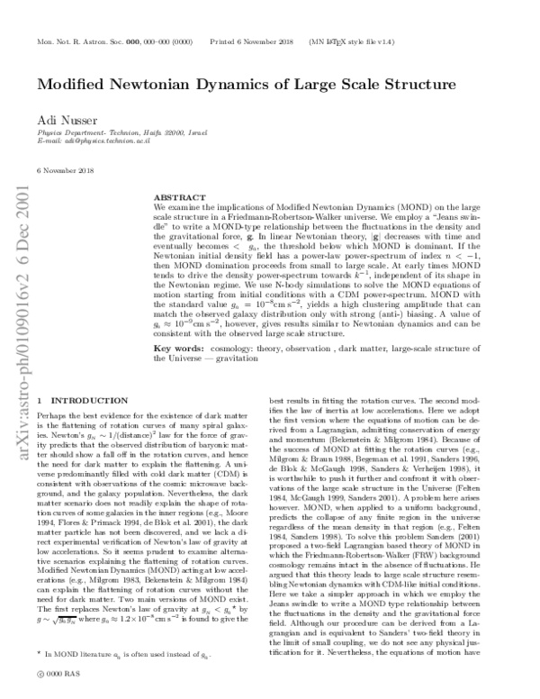 (PDF) Modified Newtonian dynamics of large-scale structure