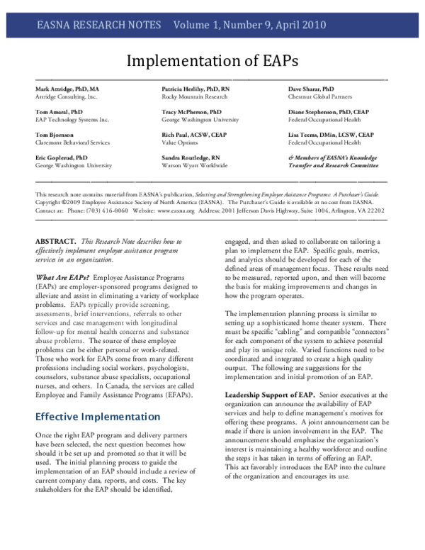 (PDF) Implementation of EAPs