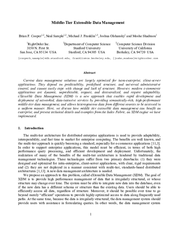 (PDF) Middle-tier extensible data management