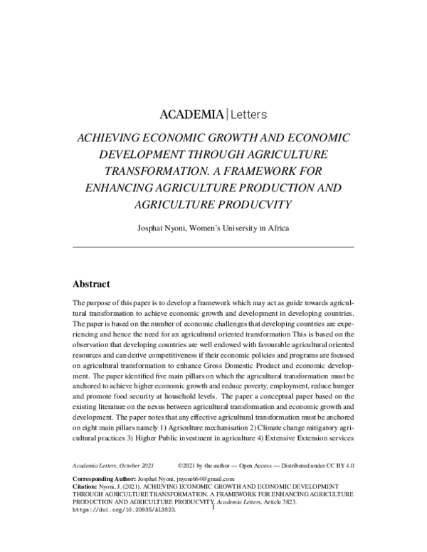 (PDF) ACHIEVING ECONOMIC GROWTH AND ECONOMIC DEVELOPMENT THROUGH ...