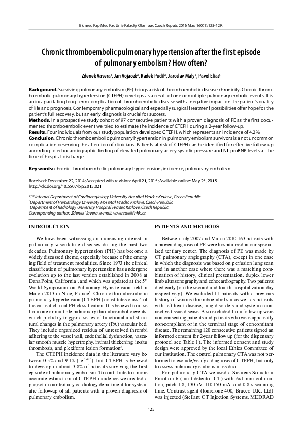 Pdf Chronic Thromboembolic Pulmonary Hypertension And Vascular