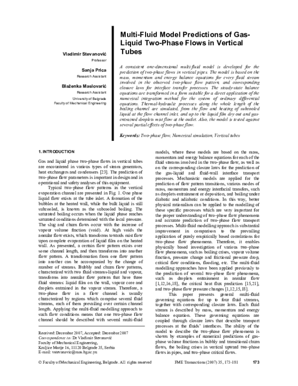 (PDF) Multi-fluid model predictions of gas-liquid two-phase flows in ...