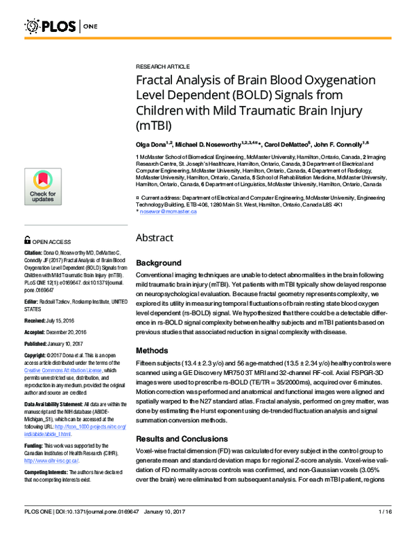 (PDF) Fractal Analysis of Brain Blood Oxygenation Level Dependent (BOLD ...