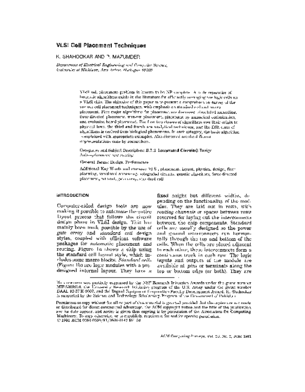 (PDF) VLSI cell placement techniques