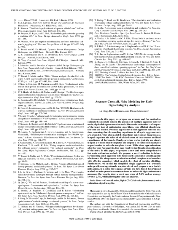 Pdf Accurate Crosstalk Noise Modeling For Early Signal Integrity Analysis
