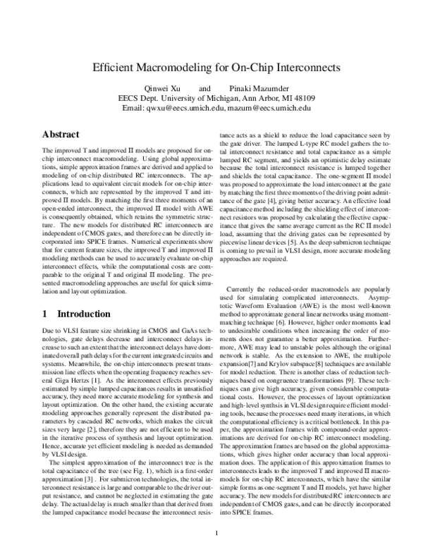 (PDF) Efficient macromodeling for on-chip interconnects