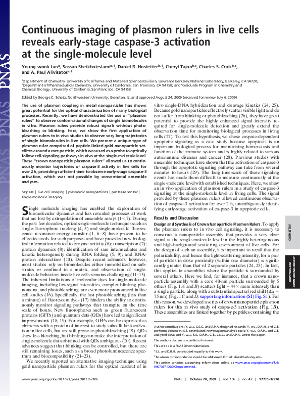 (PDF) Continuous imaging of plasmon rulers in live cells reveals early ...