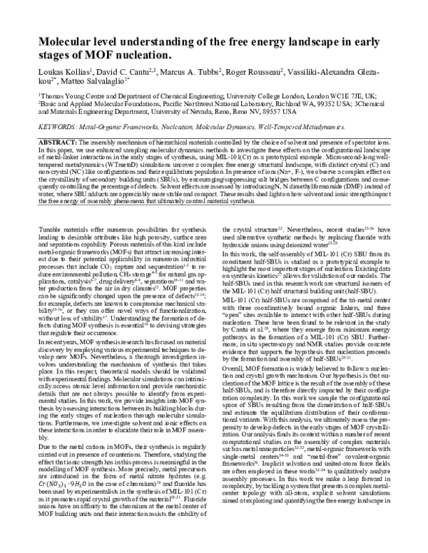(PDF) Molecular Level Understanding of the Free Energy Landscape in ...