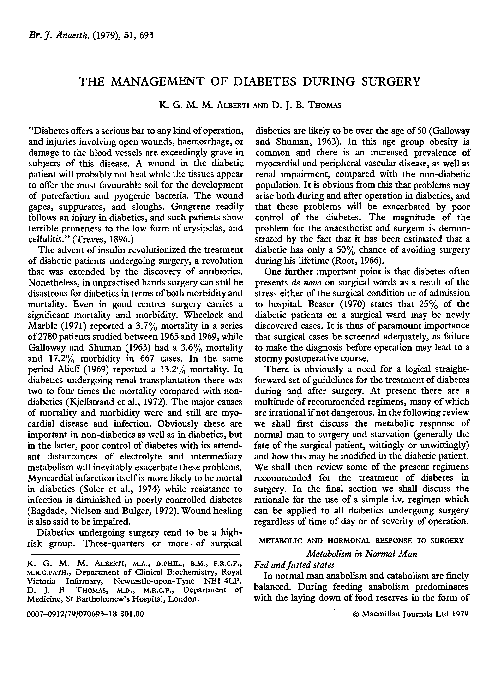 (PDF) The Management of Diabetes During Surgery