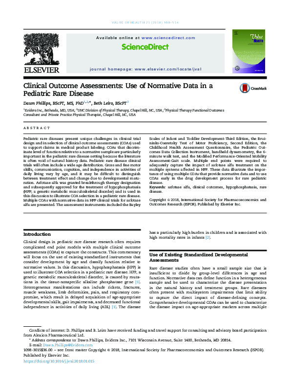 (PDF) Clinical Outcome Assessments: Use of Normative Data in a ...