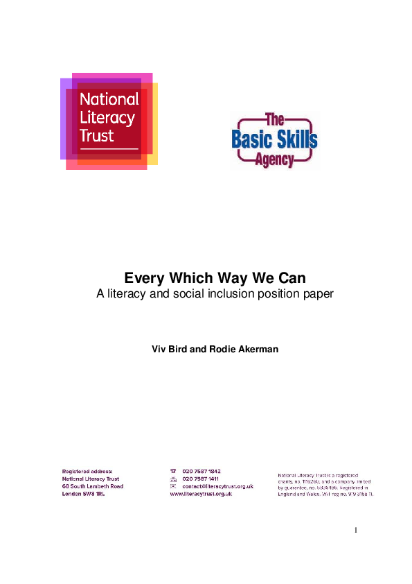 (PDF) Every Which Way We Can: A Literacy and Social Inclusion Position ...