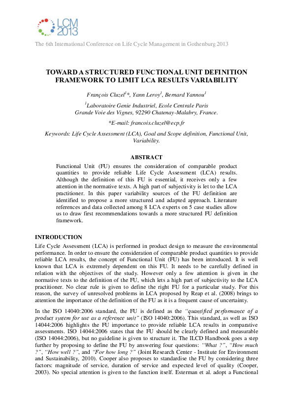 (PDF) Toward a Structured Functional Unit Definition Framework to Limit ...