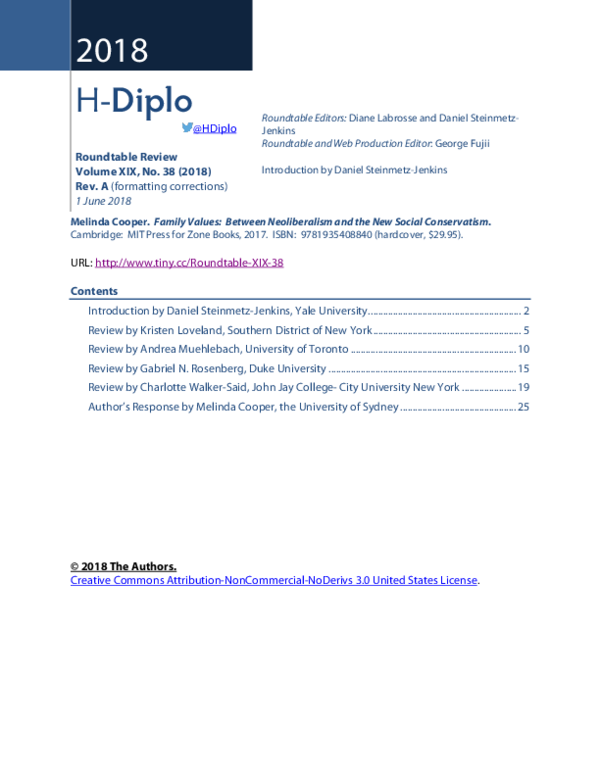 (PDF) Roundtable Review: Melinda Cooper: Family Values: Between ...