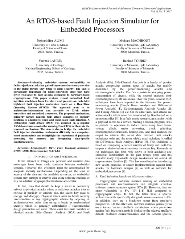 Pdf An Rtos Based Fault Injection Simulator For Embedded Processors