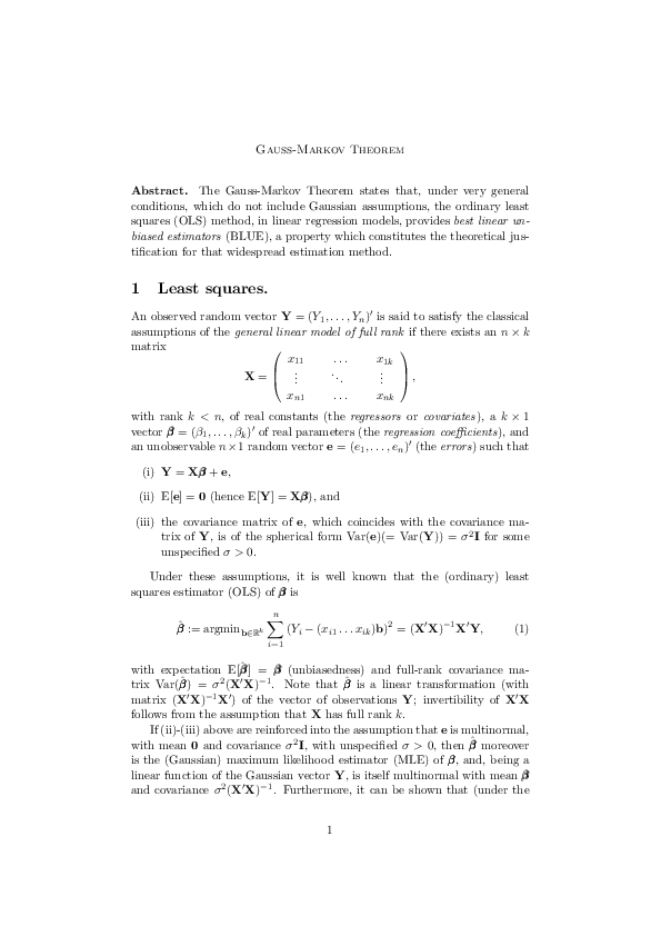 (PDF) Gauss-Markov Theorem