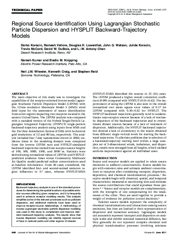 (PDF) Regional Source Identification Using Lagrangian Stochastic Particle Dispersion and HYSPLIT ...
