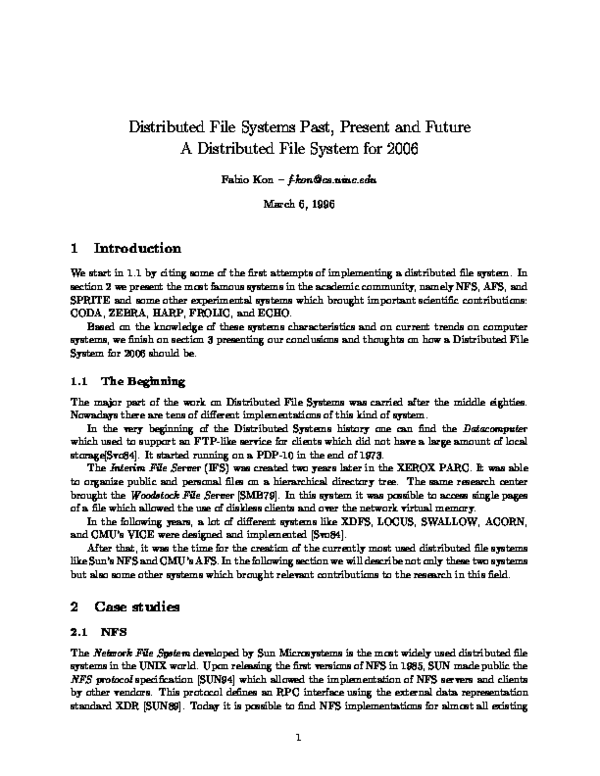 (PDF) Distributed file systems past, present and future a distributed ...